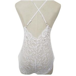 Tops | Cute White Lace Bodysuit | Poshmark